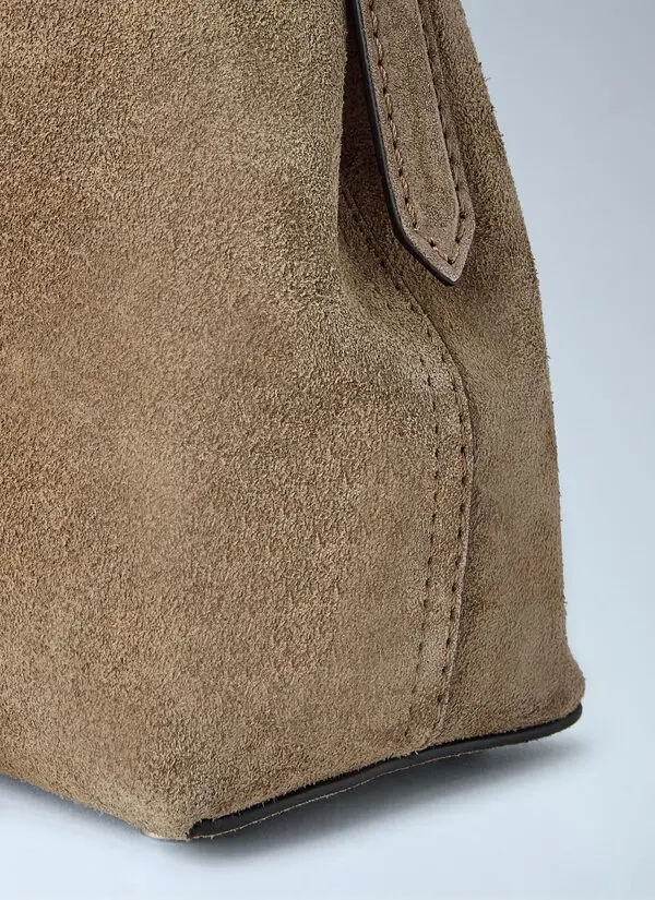 TOTEME T-lock Suede Top Handle - Brown