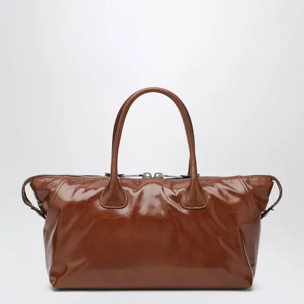 Miu Miu Glossy Leather Top Handle Bag - Brown