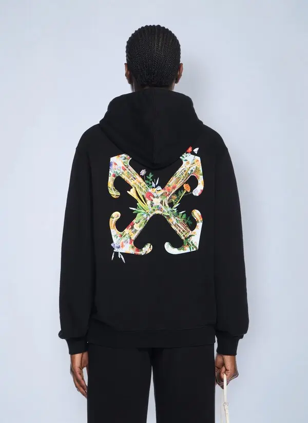 Off-White Arrow Glass Flower Logo Hooded Sweatshirt - Black