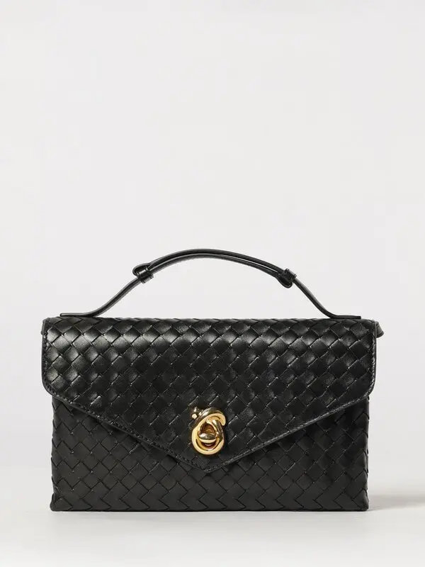 Bottega Veneta Small Knot Lock Intrecciato Leather Top Handle Bag - Black