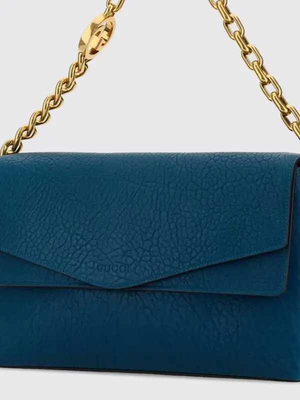 Gucci Grained Leather Shoulder Bag - Blue