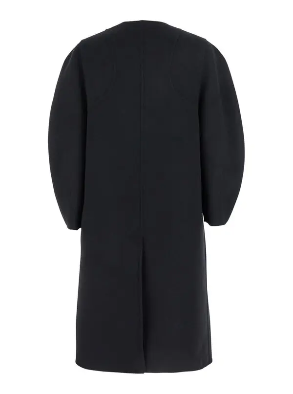Fendi Crewneck Wool Blend Coat With Shearling Pockets - Multicolor