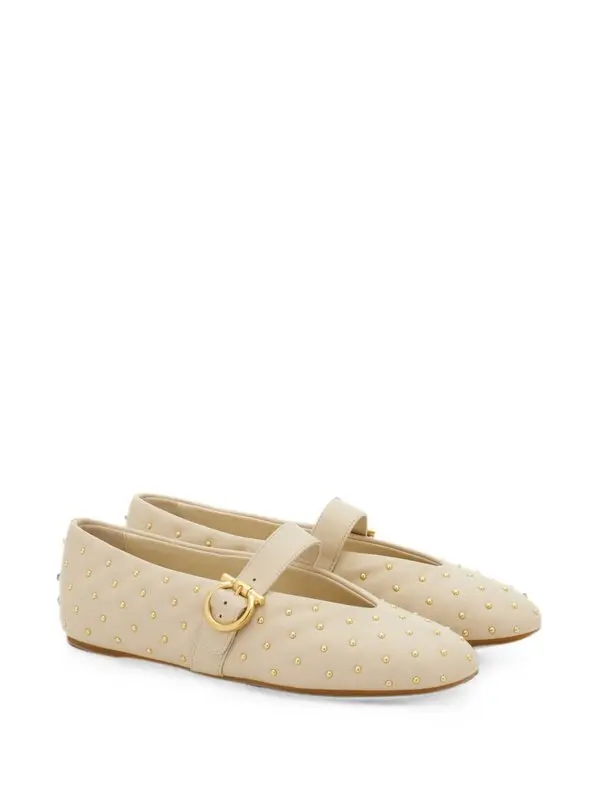 FERRAGAMO Leather Quilted Ballet Flats