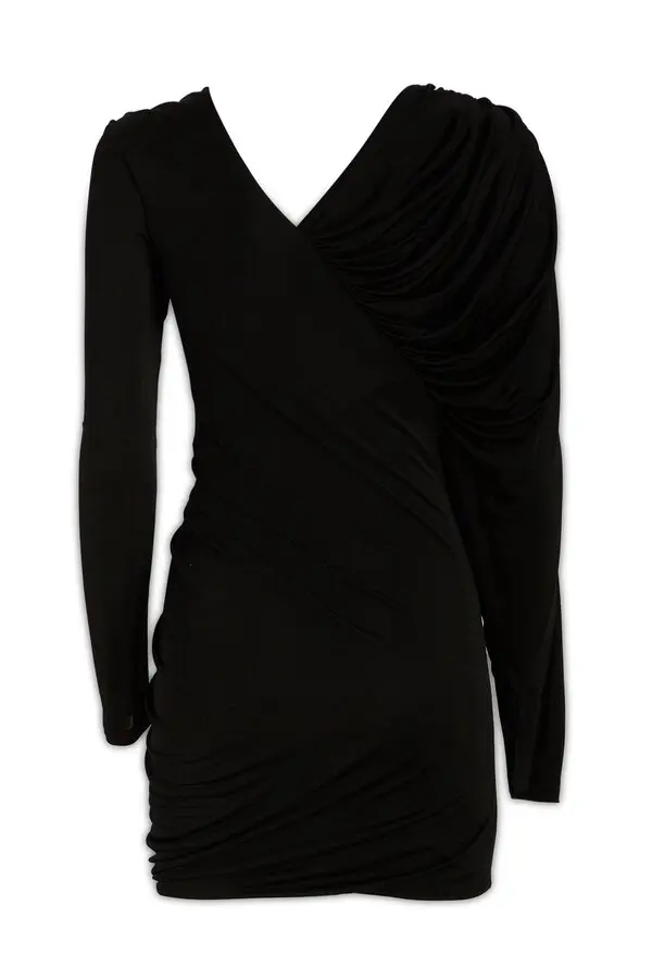Saint Laurent Ruched Long Sleeve Dress