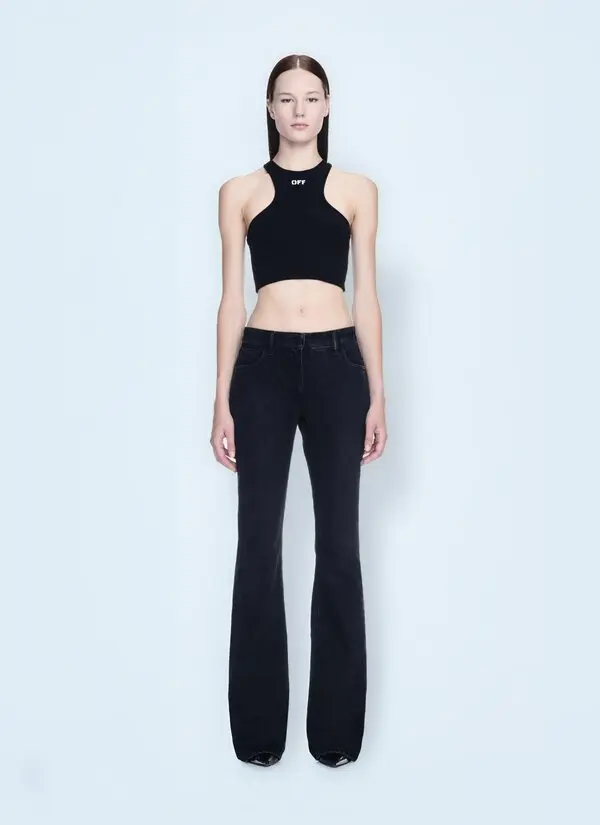 Off-White Ribbed Tank Top - Black