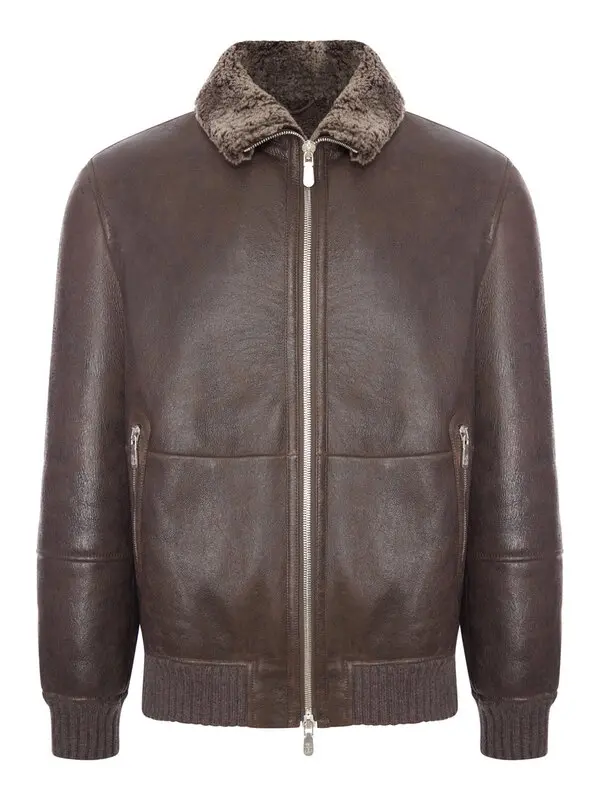 Brunello Cucinelli Vintage Shearling Bomber - Brown