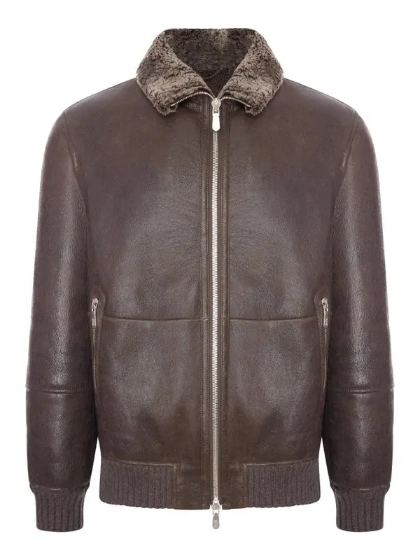 Brunello Cucinelli Shearling Bomber - Brown
