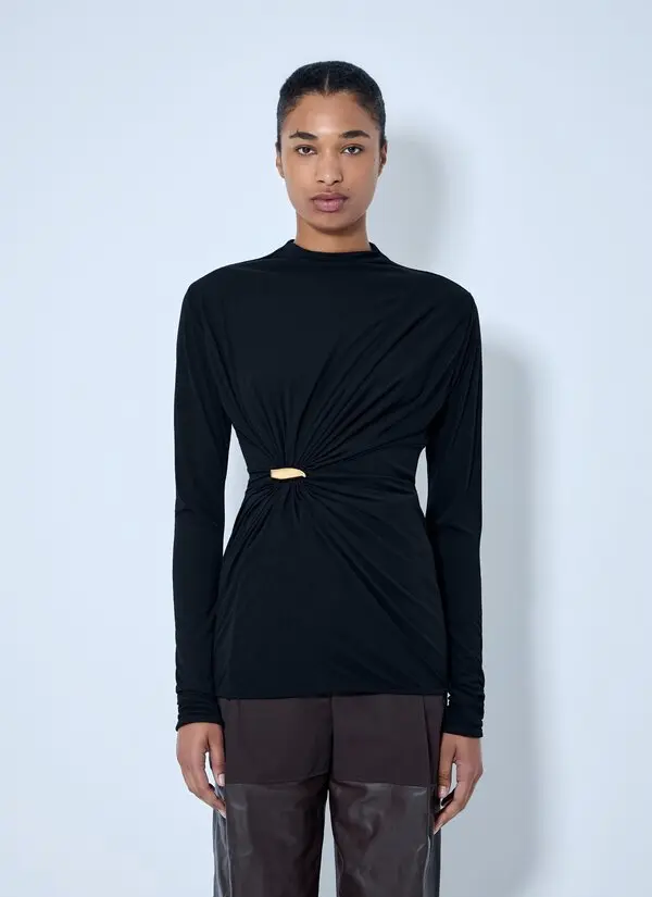 Bottega Veneta Twist Detail Long Sleeve Top - Black