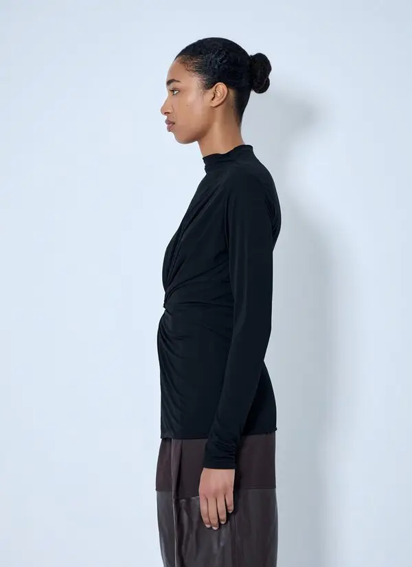 Bottega Veneta Twist Detail Long Sleeve Top - Black