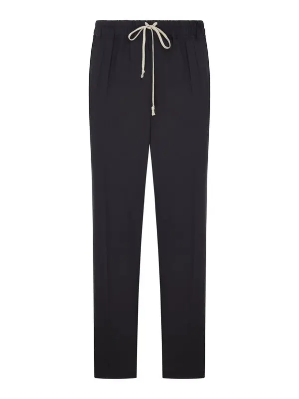 Rick Owens Slim Drawstring Wool Trousers With Drawstring