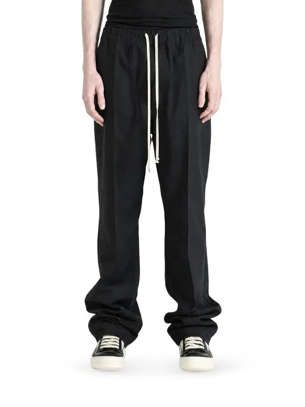 Rick Owens Slim Drawstring Wool Trousers With Drawstring
