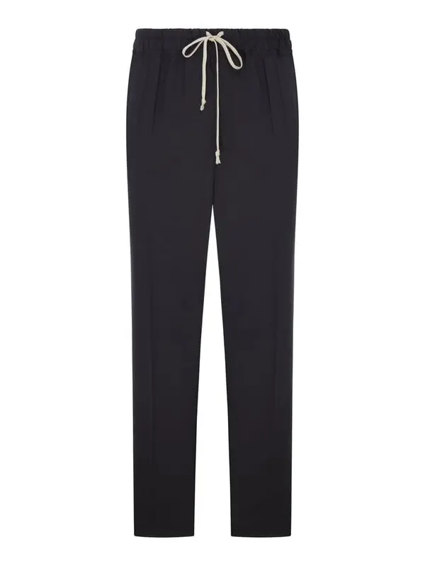 Rick Owens Slim Drawstring Wool Trousers With Drawstring - Black