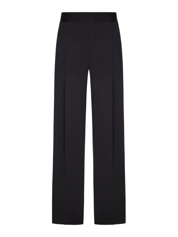 Giorgio Armani Palazzo Trousers In Fabric With Pleats - Black