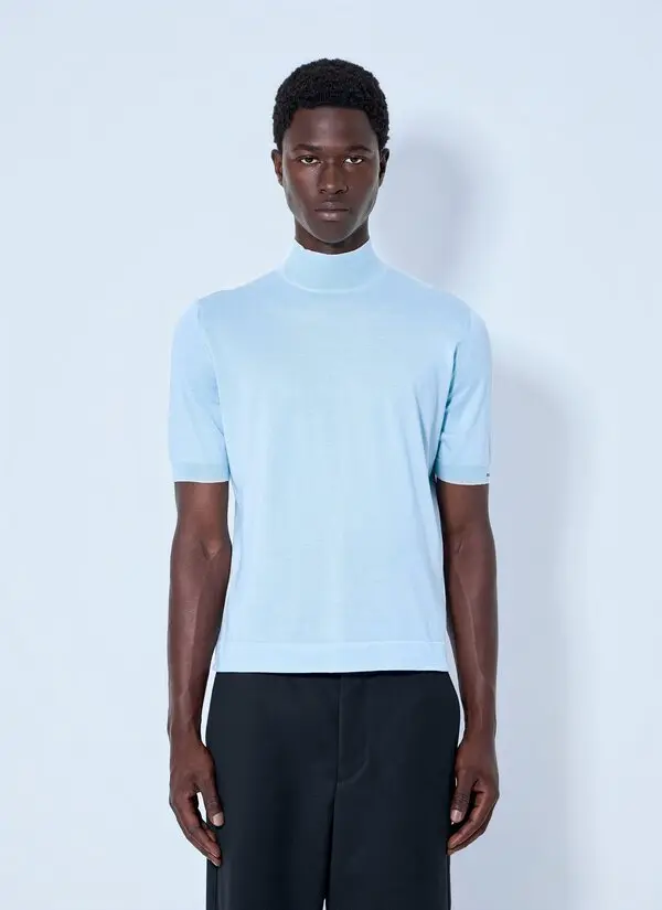 Prada Ribbed Turtleneck T-shirt - Blue
