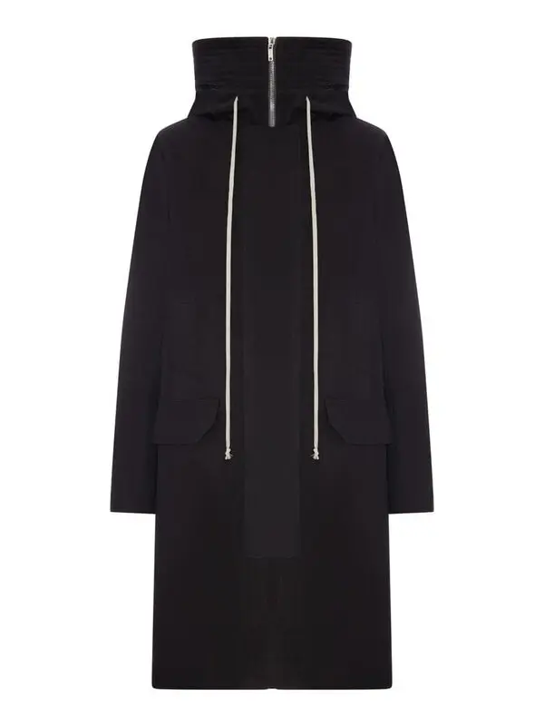 Rick Owens Long Cotton Parka With Hood - Black