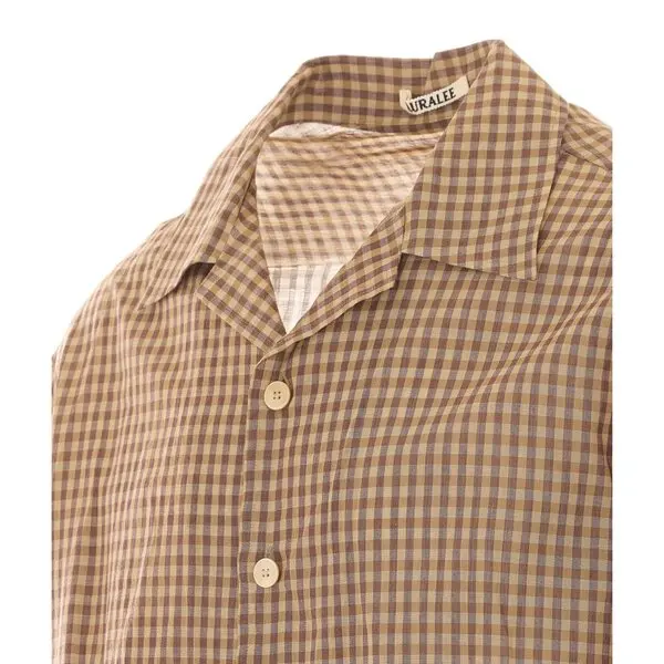 Auralee Short Sleeves Check Shirt - Brown