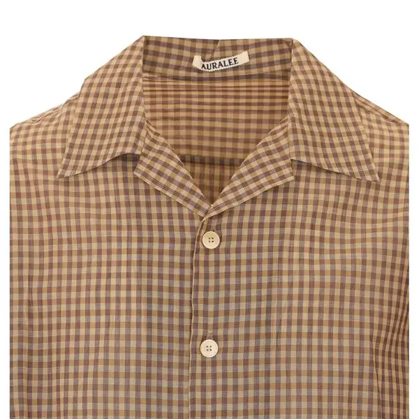 Auralee Short Sleeves Check Shirt - Brown