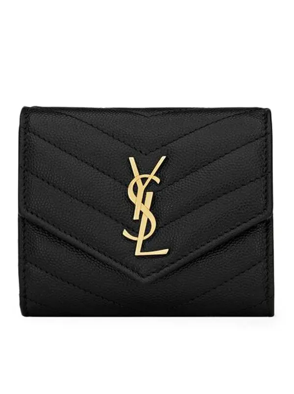 Saint Laurent Cassandre Matelassé Multi-folded Wallet In Grain De Poudre Embossed Leather