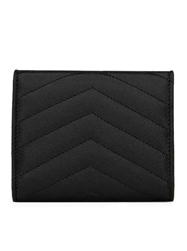 Saint Laurent Cassandre Matelassé Multi-folded Wallet In Grain De Poudre Embossed Leather