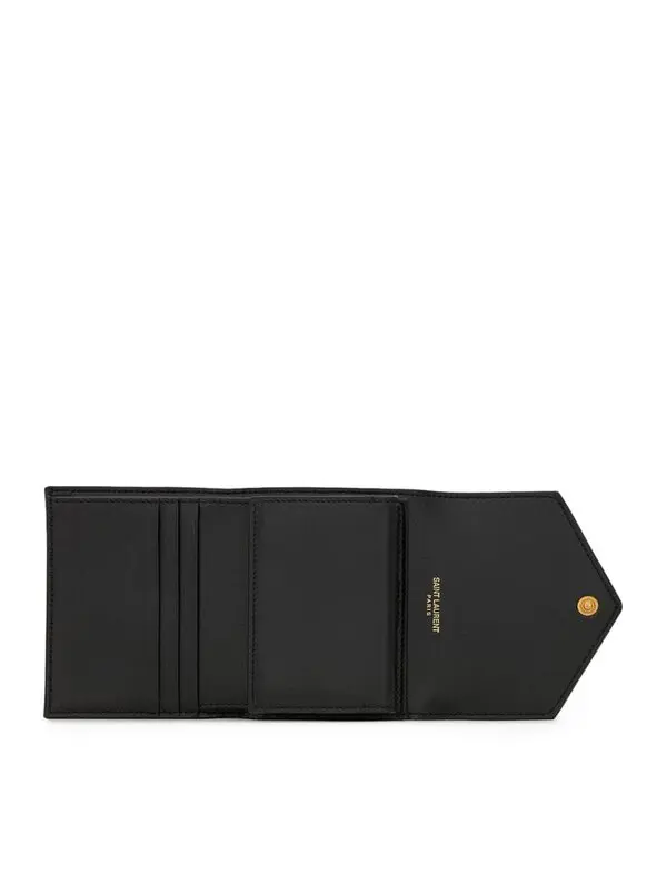 Saint Laurent Cassandre Matelassé Multi-folded Wallet In Grain De Poudre Embossed Leather