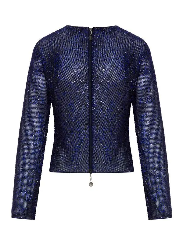 Giorgio Armani Embellished Portrait Long Sleeve Top