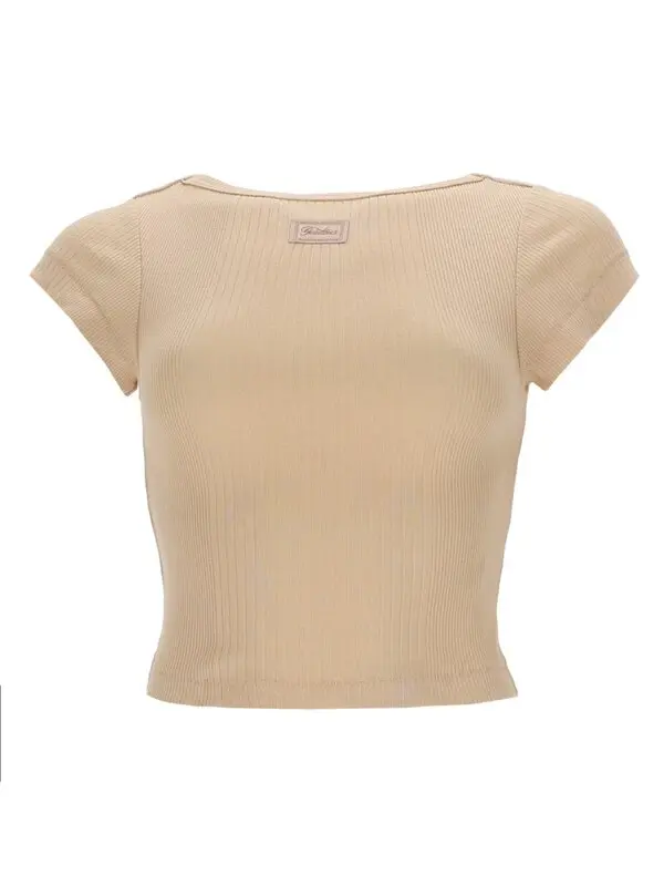 JEAN PAUL GAULTIER Top With Logo Patch - Cream