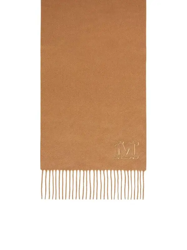 Max Mara Cashmere Stole With Monogram Embroidery - Brown