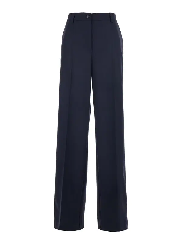 P.a.r.o.s.h Blue Pants With Front Button And Zip Closure In Cotton - Multicolor