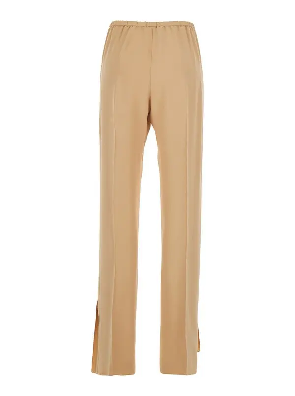 FORTE_FORTE Beige Elasticated Waist Pants In Viscose Blend