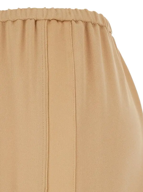FORTE_FORTE Beige Elasticated Waist Pants In Viscose Blend