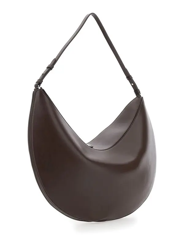 Jacquemus Shoulder Bag 'le Calisso Rond Large' With Adjustable Strap And Embossed Logo In Leather For - Brown