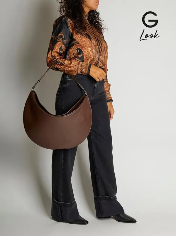 Jacquemus Shoulder Bag 'le Calisso Rond Large' With Adjustable Strap And Embossed Logo In Leather For - Brown