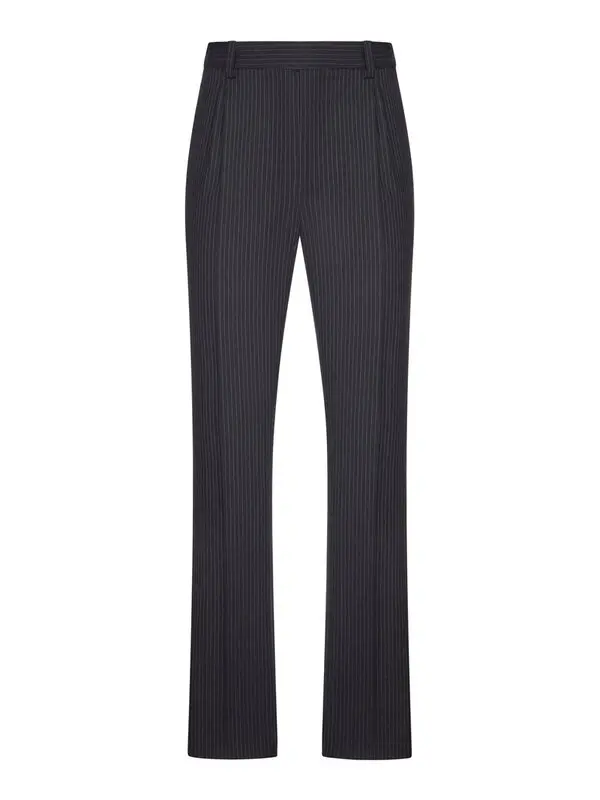 Saint Laurent Tapered Wool Trousers In A Herringbone Striped Pattern - Multicolor