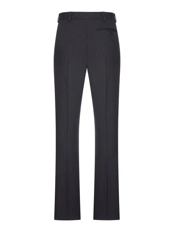 Saint Laurent Tapered Wool Trousers In A Herringbone Striped Pattern
