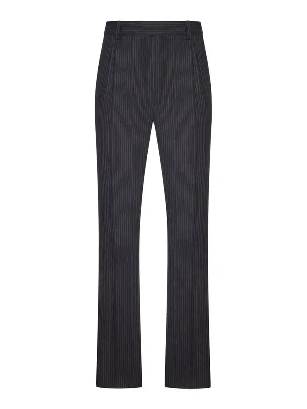 Saint Laurent Tapered Wool Trousers In A Herringbone Striped Pattern - Multicolor