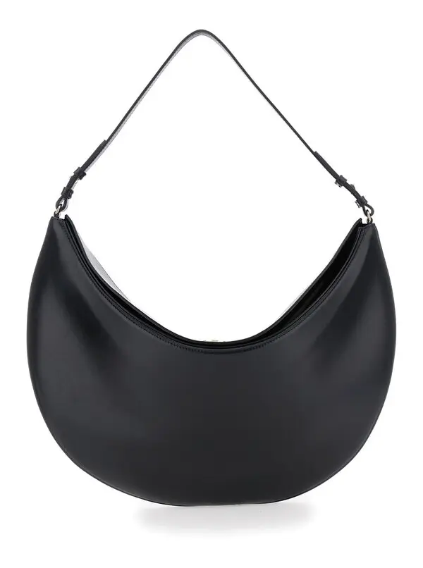 Jacquemus Le Calisso Rond Large' Shoulder Bag With Adjustable Strap And Embossed Logo In Leather For - Black