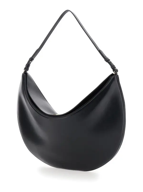 Jacquemus Le Calisso Rond Large' Shoulder Bag With Adjustable Strap And Embossed Logo In Leather For - Black