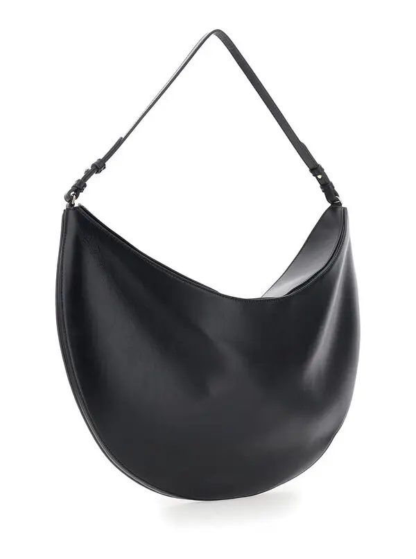 Jacquemus Le Calisso Rond Large' Shoulder Bag With Adjustable Strap And Embossed Logo In Leather For - Black