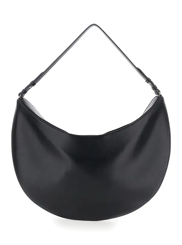 Jacquemus Le Calisso Rond Large' Shoulder Bag With Adjustable Strap And Embossed Logo In Leather For - Black