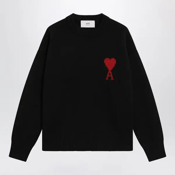 AMI Paris De Coeur Virgin Wool Sweater - Black