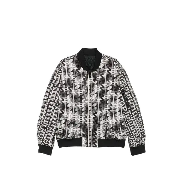Balmain Pb Monogram Bomber Jacket - Black