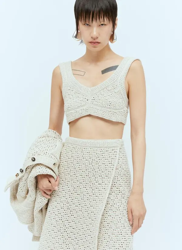 Bottega Veneta Textured Knit Crop Top - Cream