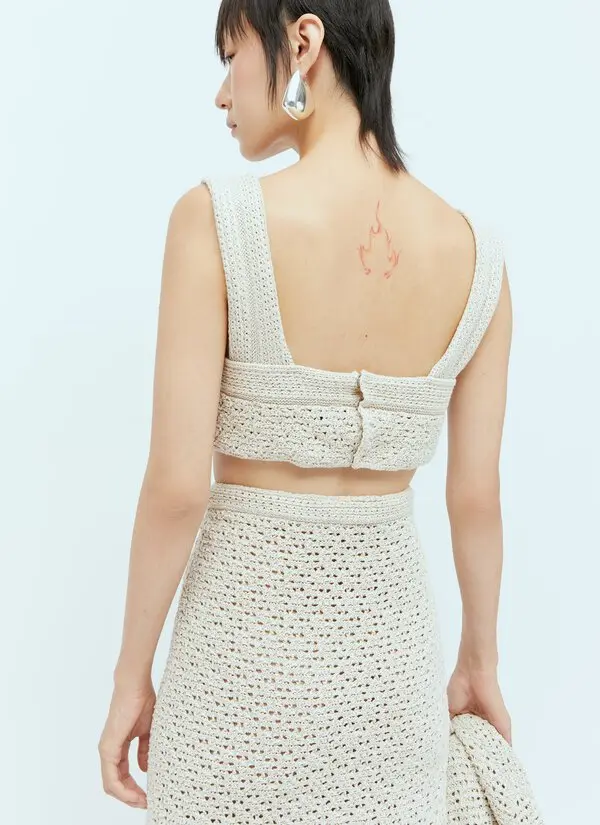 Bottega Veneta Textured Knit Crop Top - Cream