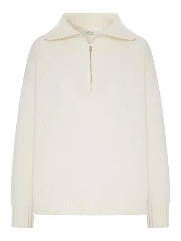 Max Mara Oversized Wool Sweater With Wide Collar - White