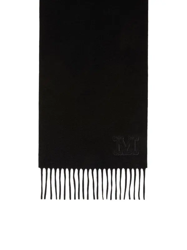 Max Mara Cashmere Stole With Monogram Embroidery - Black