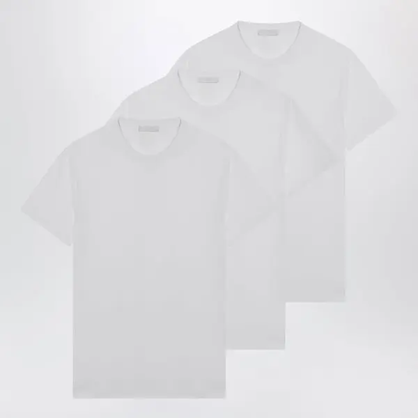 Prada Set Of Three Cotton T-shirts - White