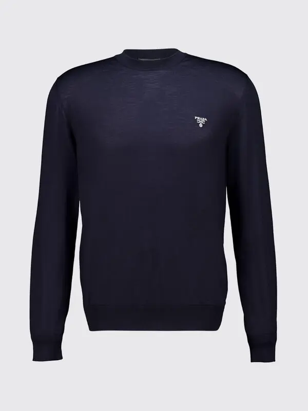 Prada Virgin Wool Crew-neck Pullover - Blue