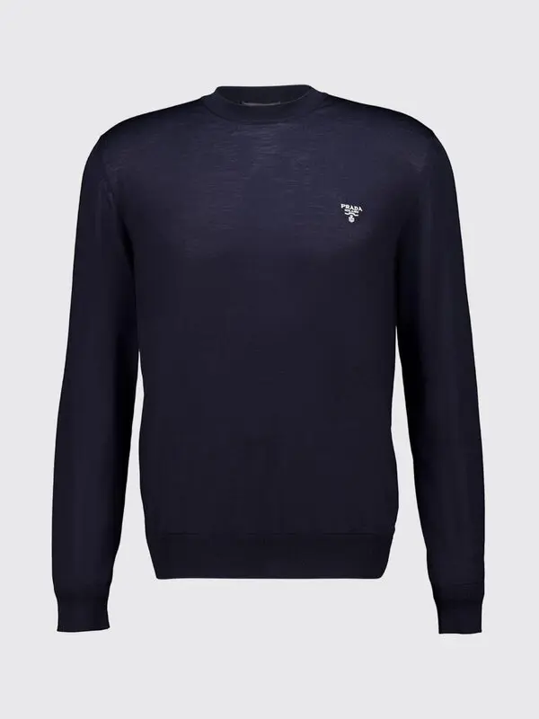 Prada Virgin Wool Crew-neck Pullover - Blue