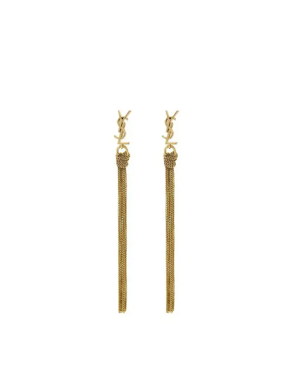 Saint Laurent Metal Earrings With Cassandre Tassel - Gold