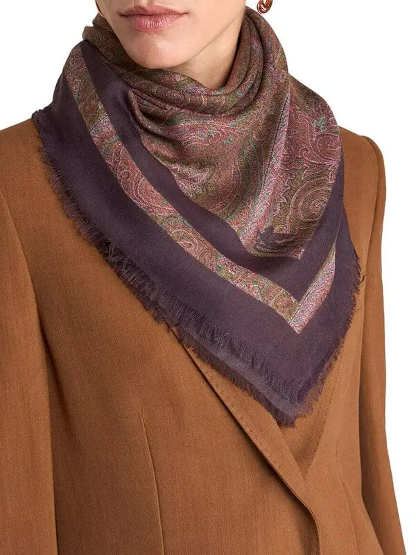 Etro Cashmere Scarf With Floral Paisley Pattern - Multicolor